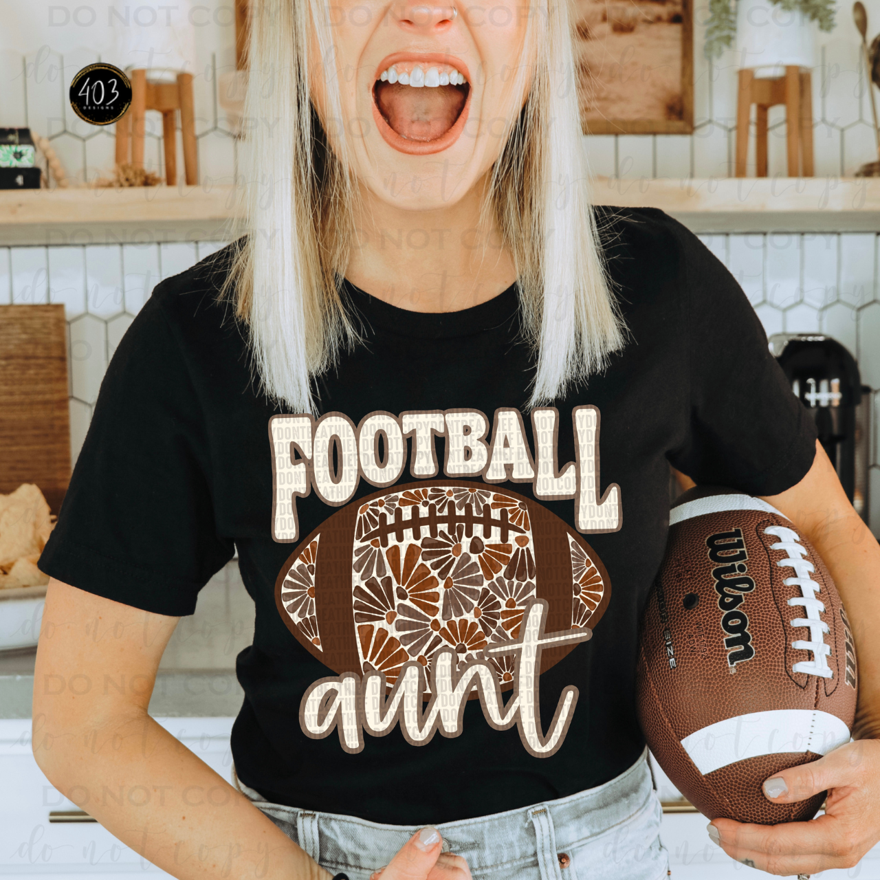 Floral Football DTF Transfer – 403Designs