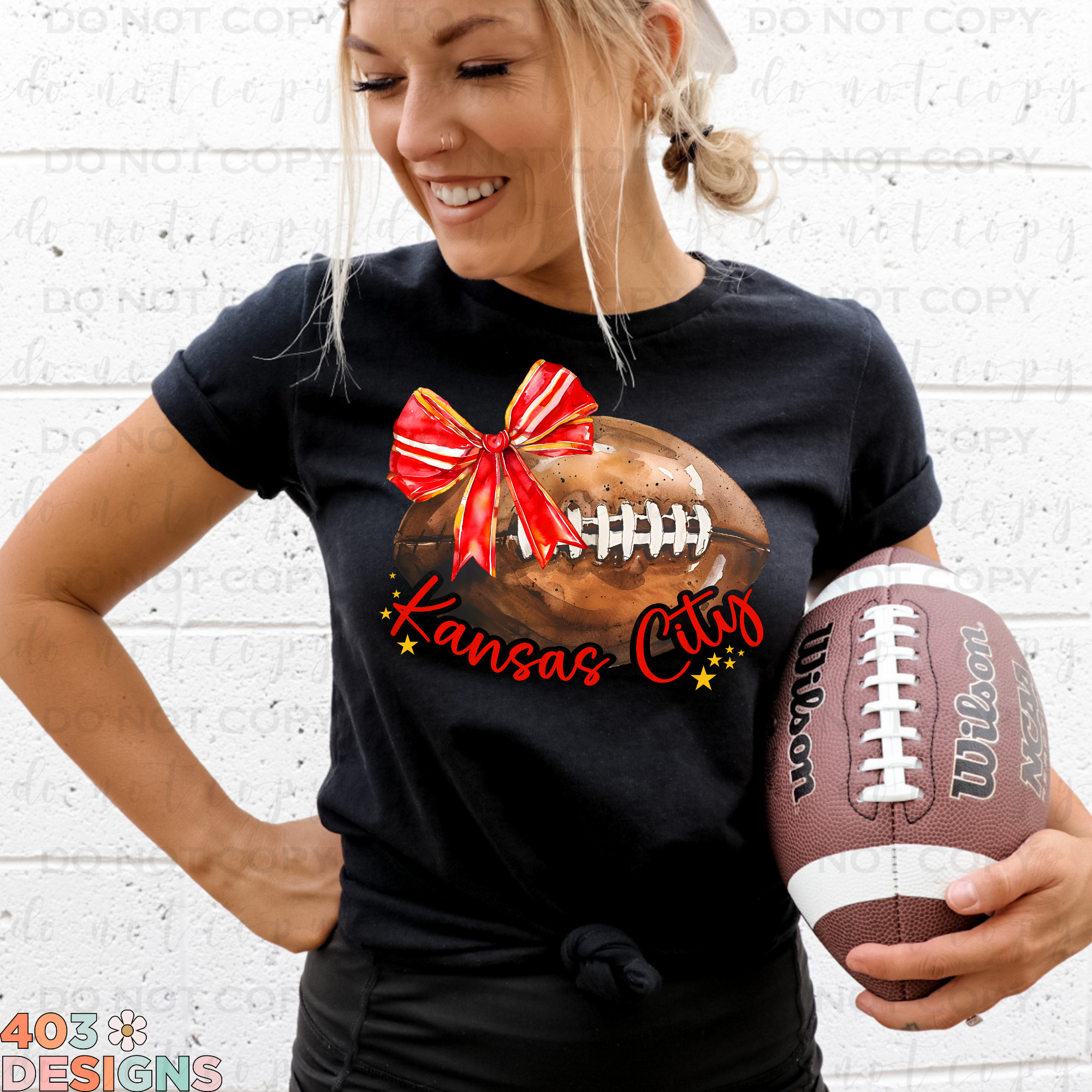 Kansas City Football Bow DTF Transfer – 403Designs