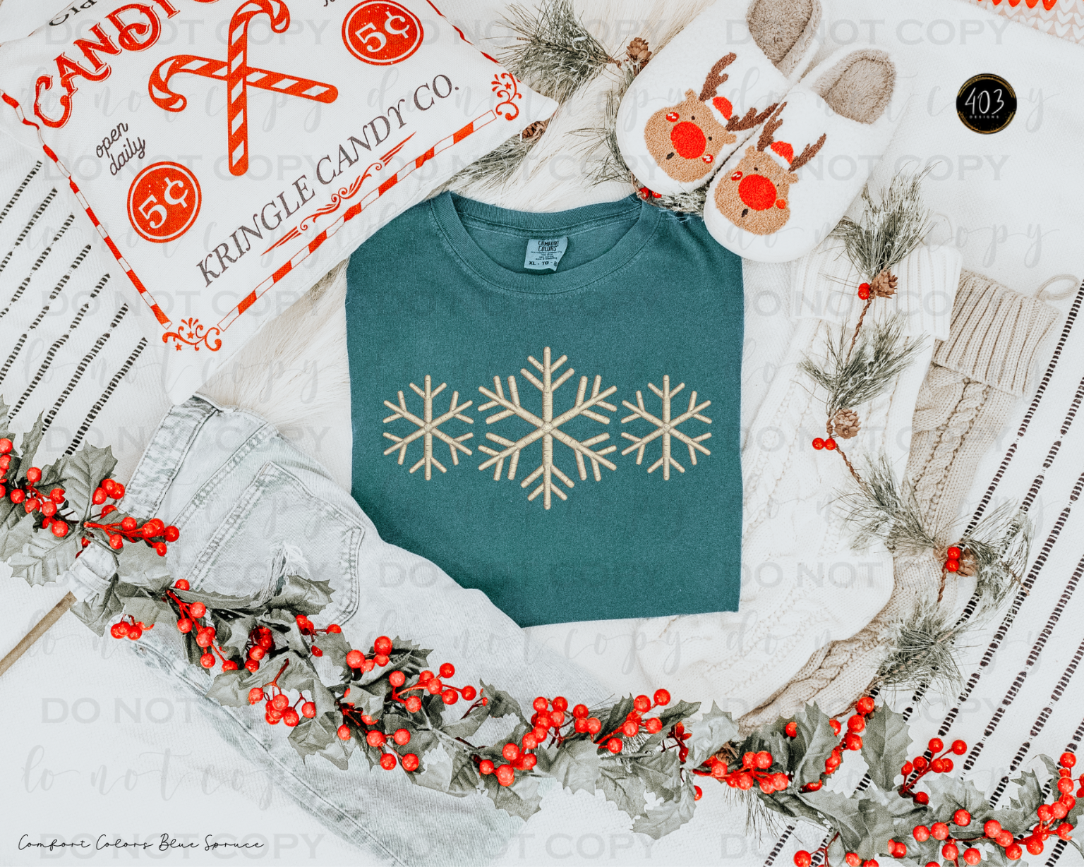 Faux Embroidery Snowflakes DTF Transfer – 403Designs