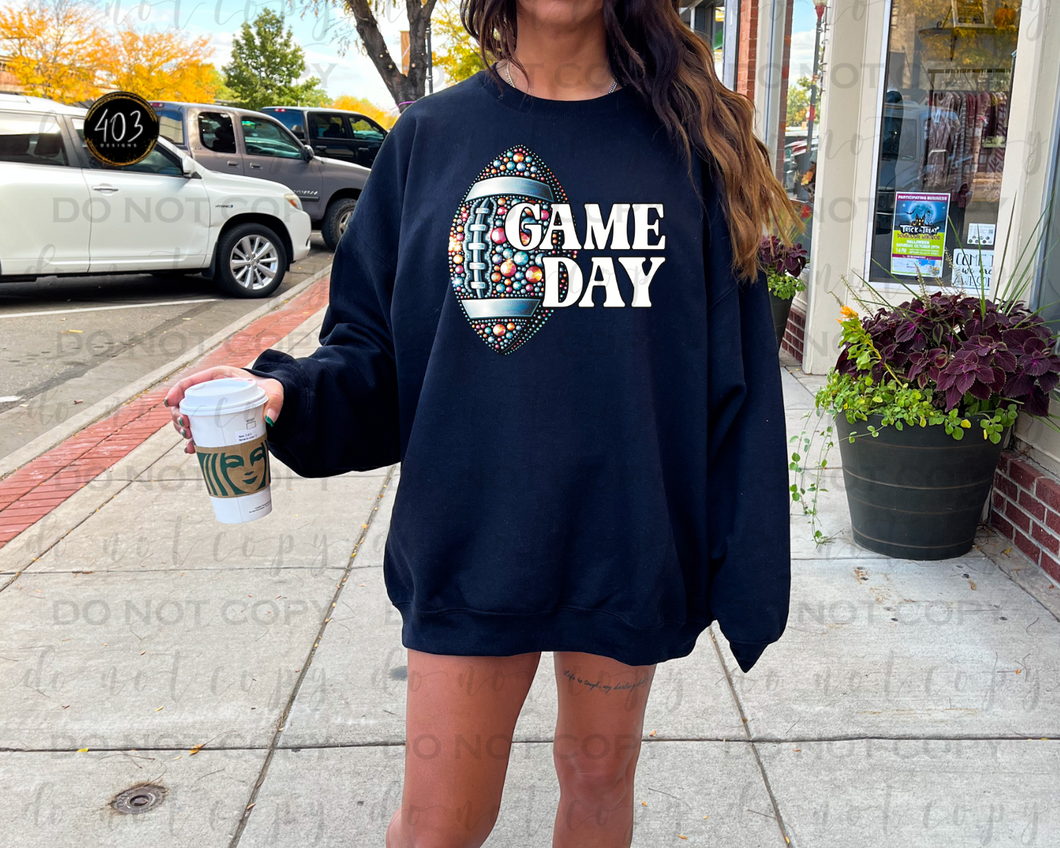 Game Day Rhinestone Football DTF Transfer – 403Designs