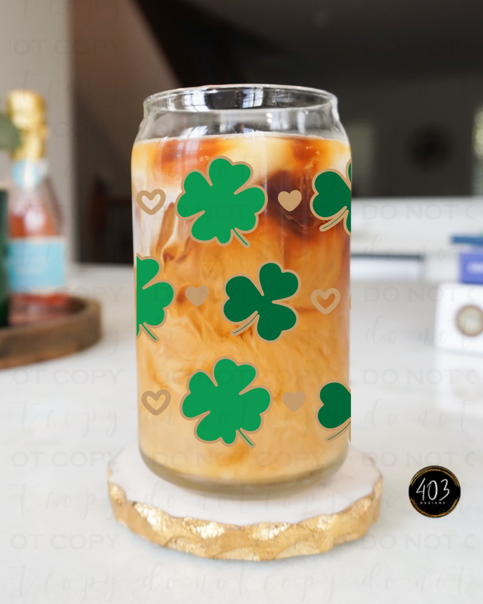 Lucky Clovers Libby Glass Can UV DTF Transfer – 403Designs